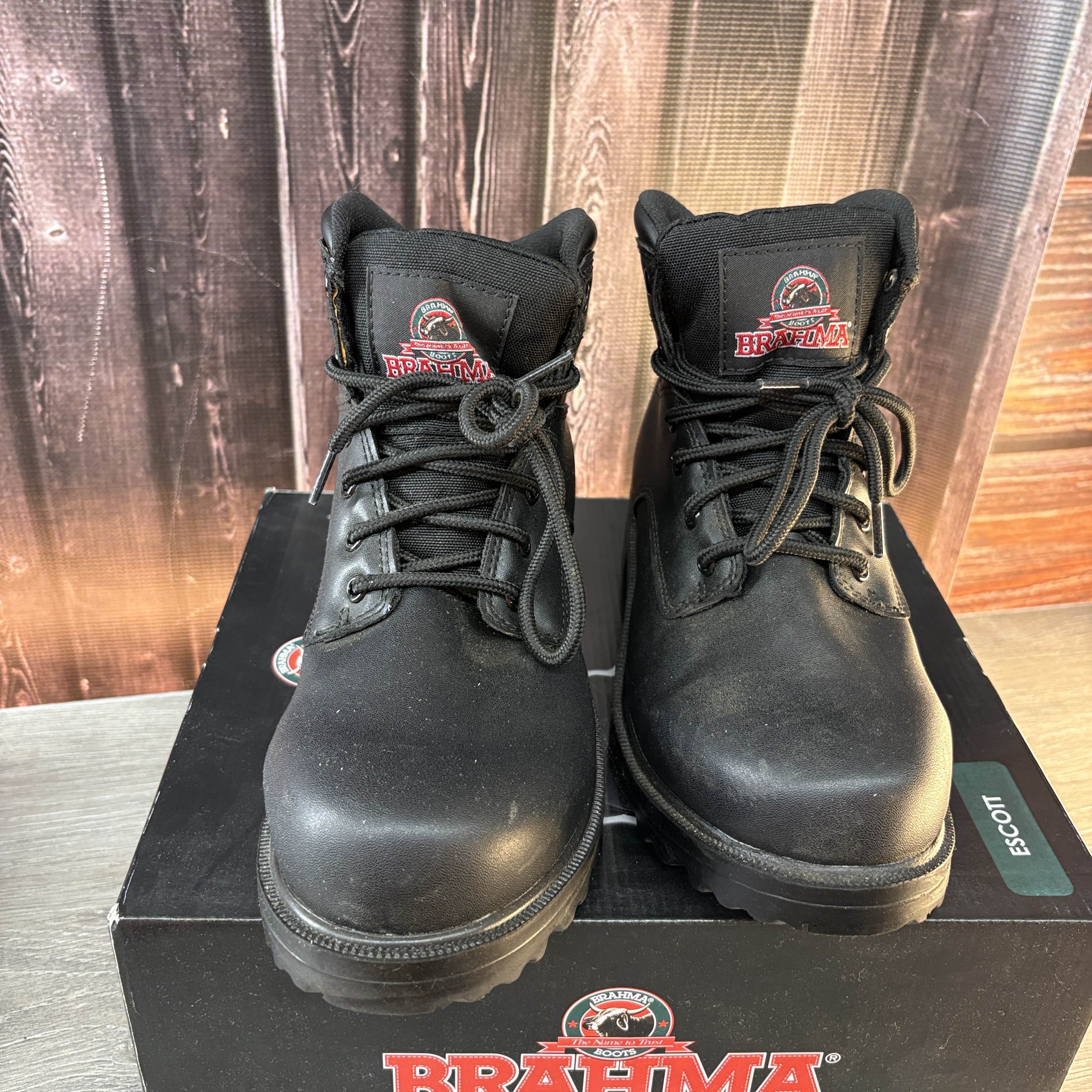Brahma Escott Men’s Black Work Boots | Oil & Slip Resistant | Wide ...