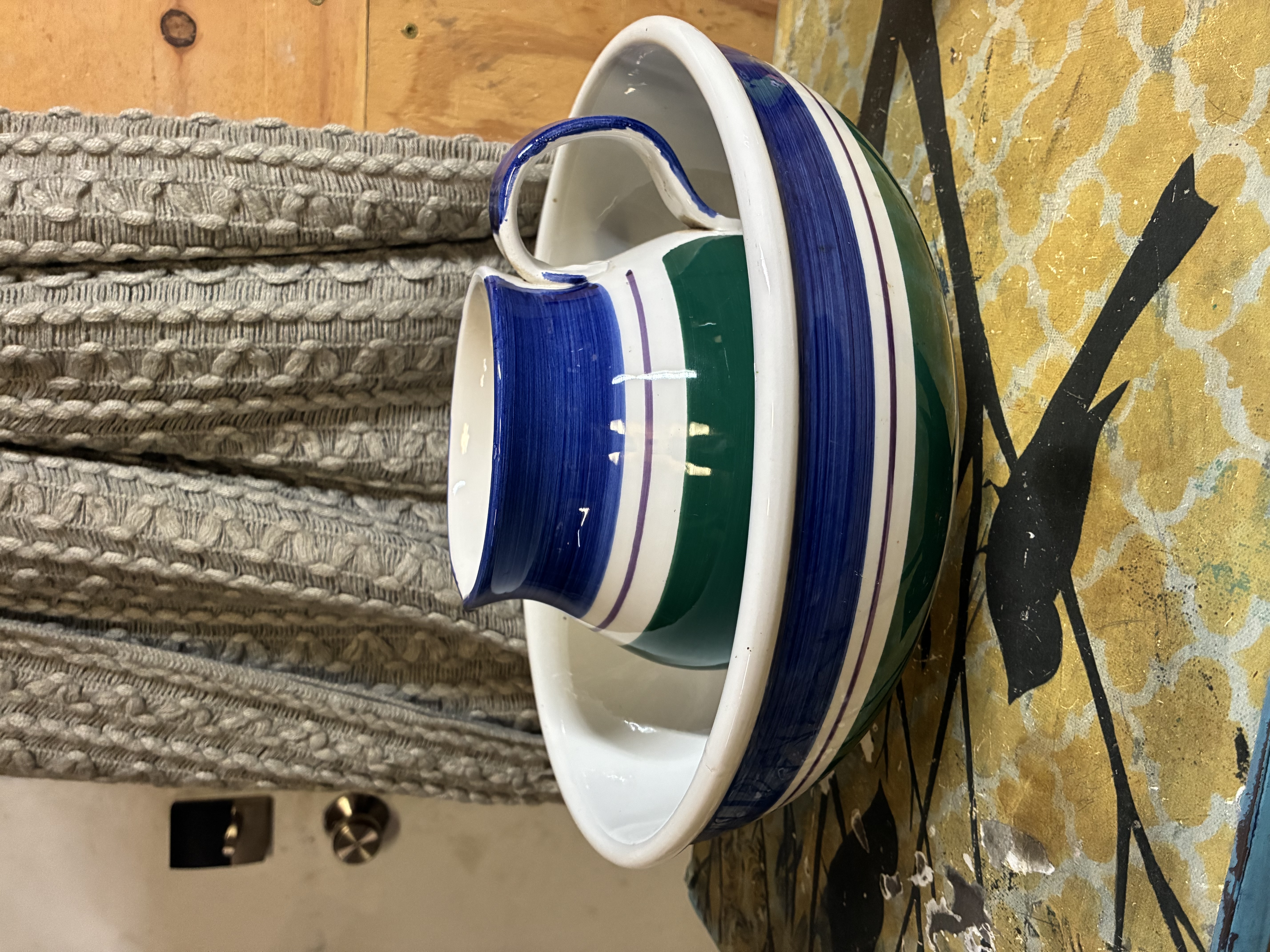 Furio striped green and blue pitcher and bowl set - Community Project ...