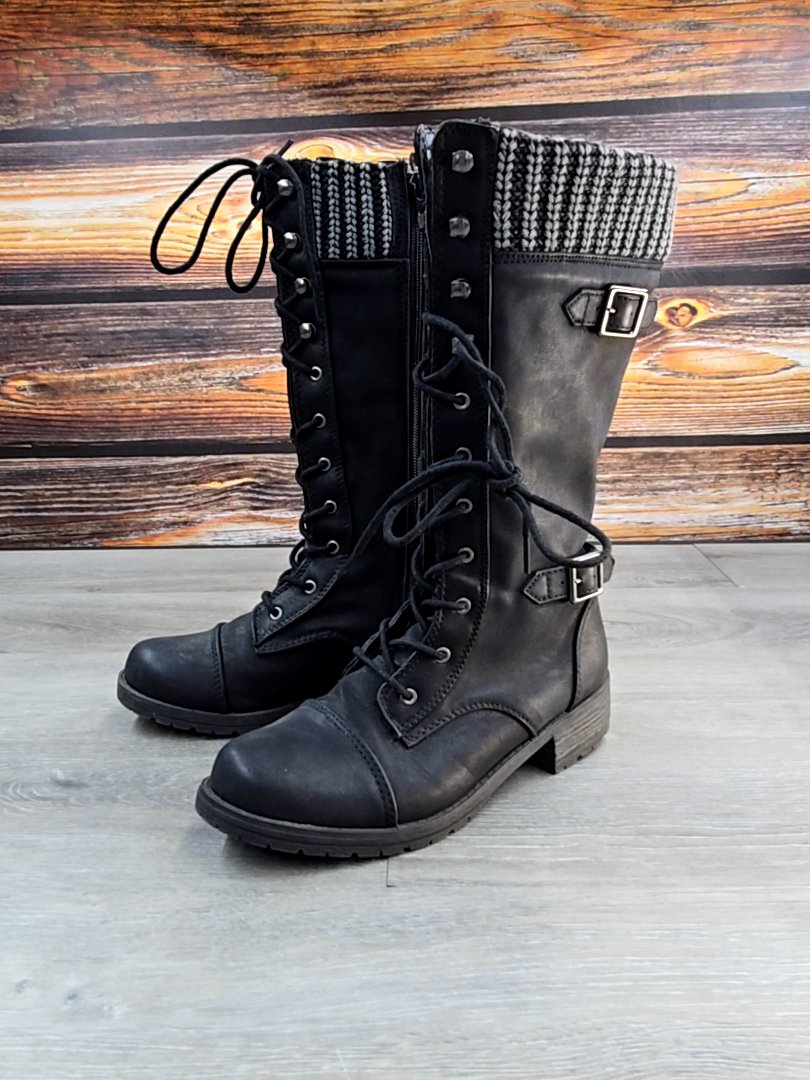 Route 66 Darby Knit Cuff Combat Boots - Community Project Online